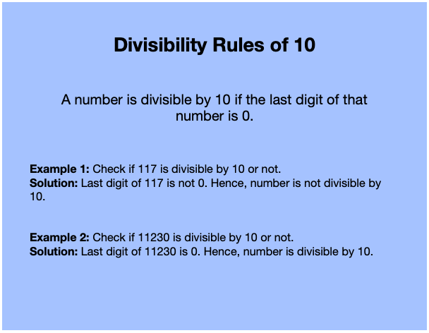 Divisibility Rule Of 10 With Examples Check Divisibility By 10 Tutorialwing